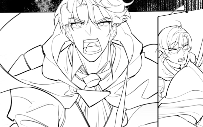 Draw manga comic webtoon, japanese anime style storyboard art, manhwa ...