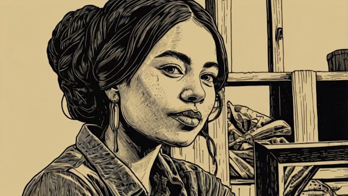Draw your portrait photo in linocut style by Sissellgomery | Fiverr
