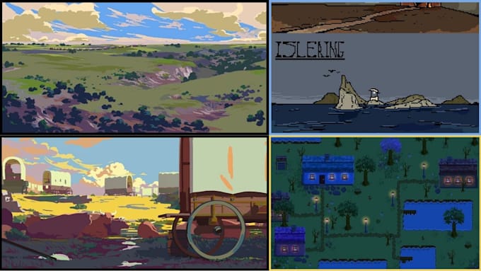 Create pixel art background, environment , bg animation, tile set, tile ...