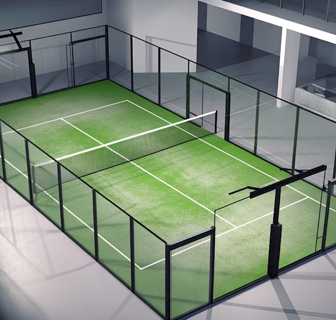 Realistic 3d padel court club, basketball court, tennis, badminton ...