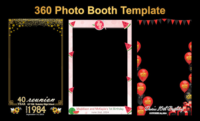 Design 360 photo booth template and touch to start screen for ...