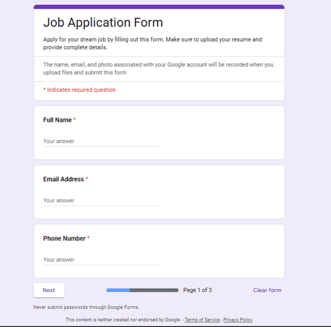 Create responsive and professional google form by Njaucyrus | Fiverr