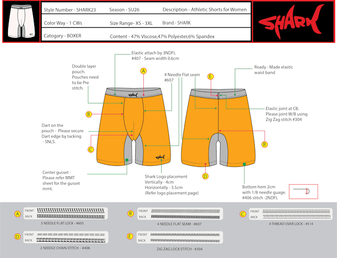 Design factory ready activewear tech pack by Pushpikar | Fiverr