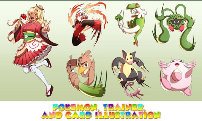 Draw custom pokemon digimon trainer card, fakemon fanart, monsters ...