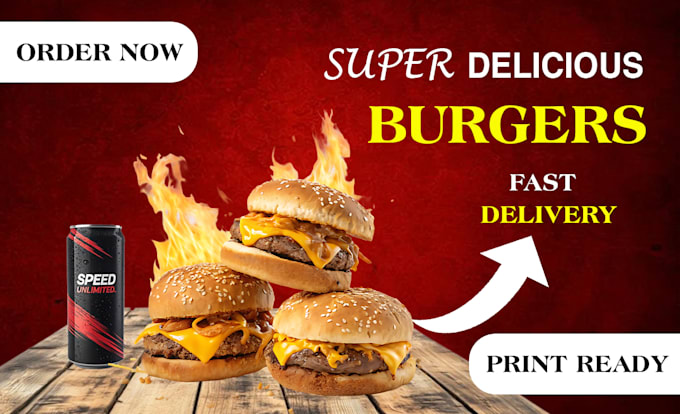 Design burger, pizza flyer, food menu, poster, banner price, list for ...