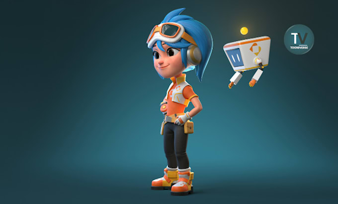 2d design to 3d cute character modeling, character for game, animation ...