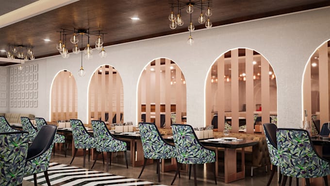 Model restaurant,bar decor,diner buffet,d5 rendering,food court,ue5 ...