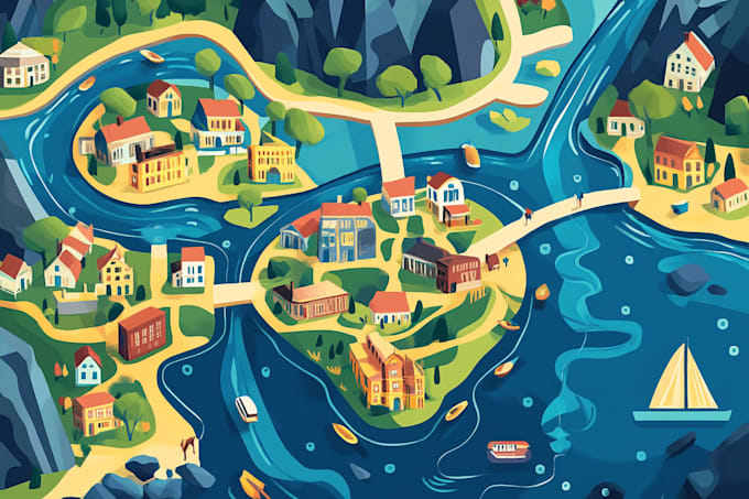 Design great map in quality vector illustration by Maddisonreyes | Fiverr