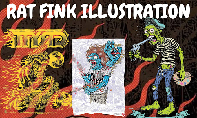Create rat fink vintage kustom kulture monster character illustration ...