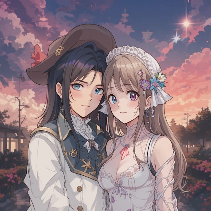 Make a anime couple character art anime style by Dekrini | Fiverr