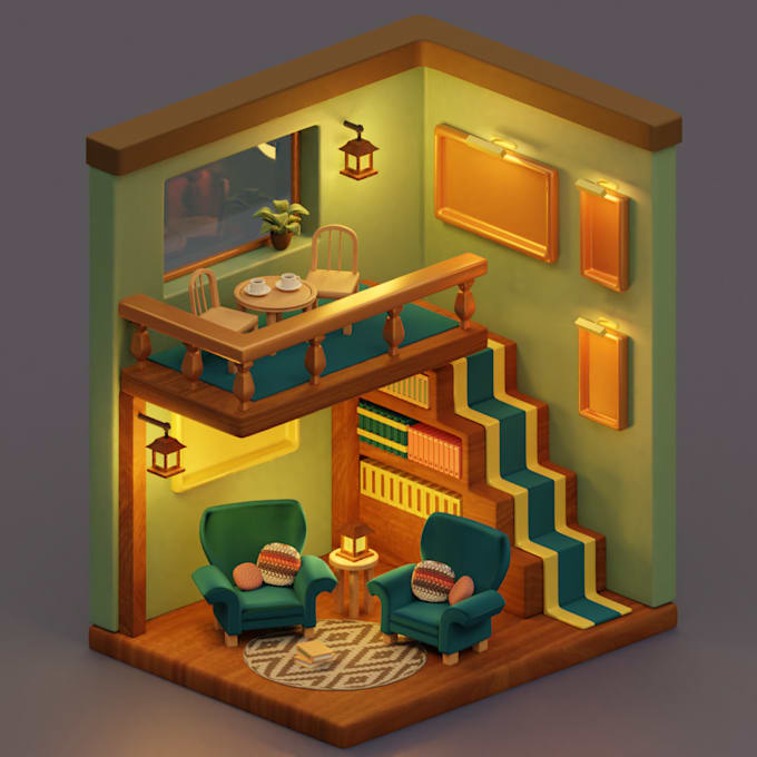 Create 3d isometric room in blender by Shambhavi_shamp | Fiverr