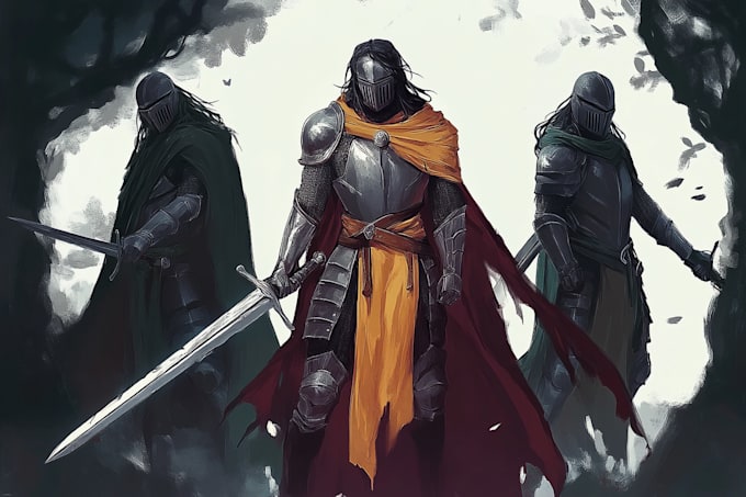 Draw concept art of knights, medieval, dark fantasy warriors character ...