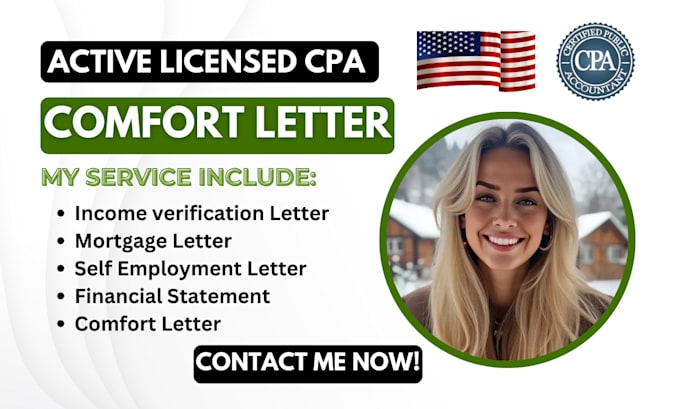 Audit financial us cpa, comfort letter, income verification mortgage ...