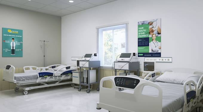 Visualized 3d hospital interior model corona render,clinic ...
