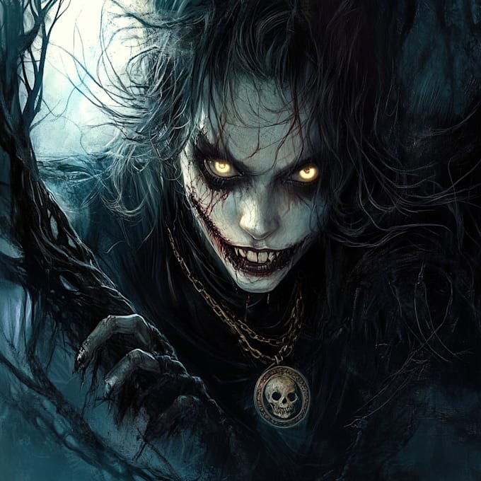 Draw fantasy dark horror character art by Racketvale | Fiverr