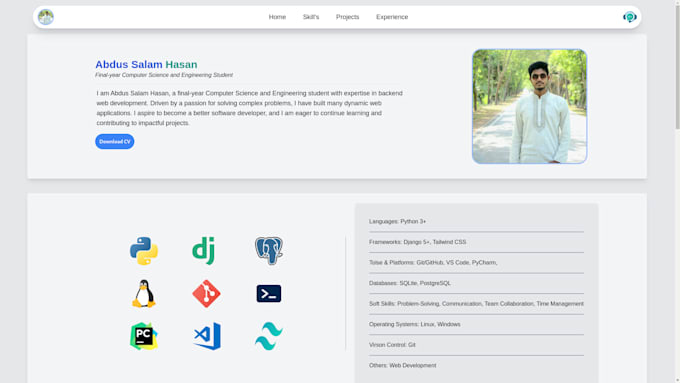 Create a modern personal portfolio website using django and tailwind css by Ashasantech | Fiverr