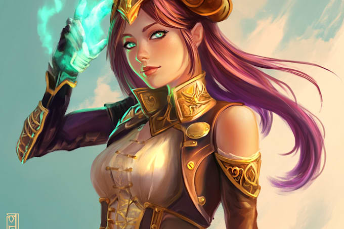 Paint a fantasy steampunk avatar or character illustration for dnd by ...