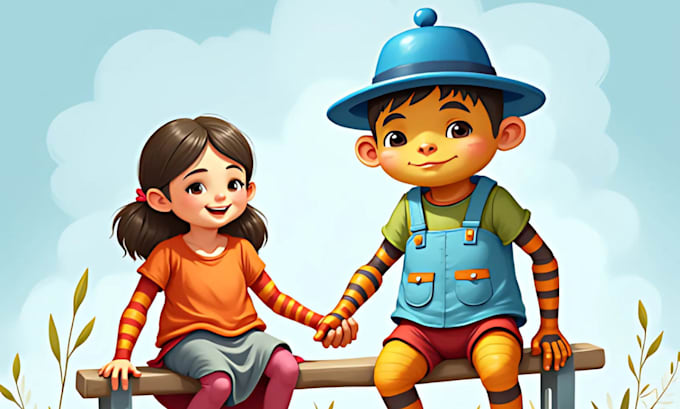 Draw cartoon child book illustration watercolor children picture ...