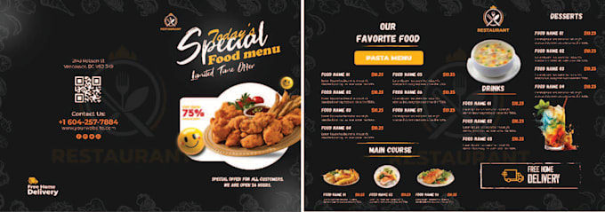 Do modern restaurant menu design by Ameenali206 | Fiverr