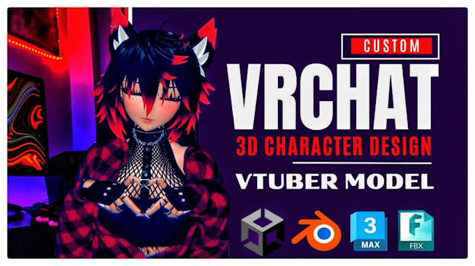 Create vrchat avatar 3d model custom avatar, vtuber model vr character ...