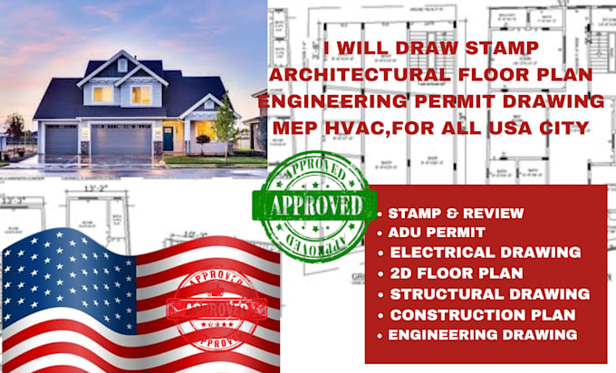Draw stamp architectural floor plan engineering plan permit mep florida usa city by Eng_daniel4 ...