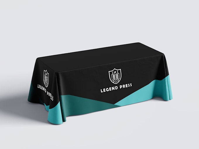 Design the ai tent mockup, rollup banner, table cover mockup and flags ...