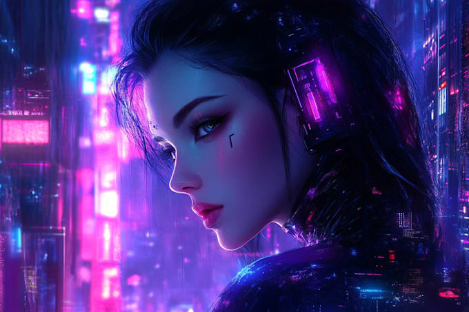 Design stunning sci fi, cyberpunk, portrait art by Tashapnota | Fiverr