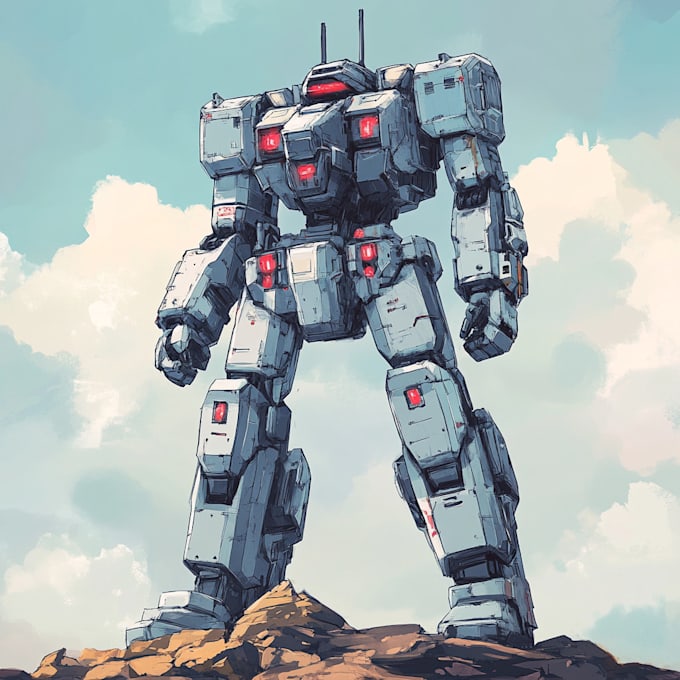 Create a unique mecha robot illustration by Bezaoukan | Fiverr