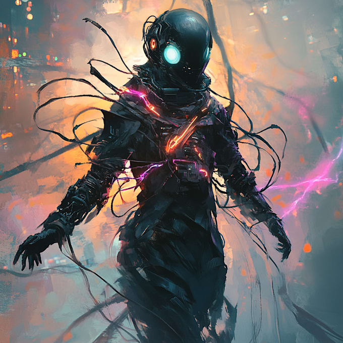 Design cyberpunk and fantasy character splash art by Arrisdard | Fiverr