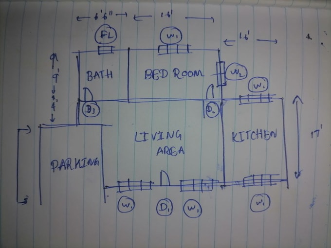 Redraw autocad 2d floor plan using sketch, pdf drawing
