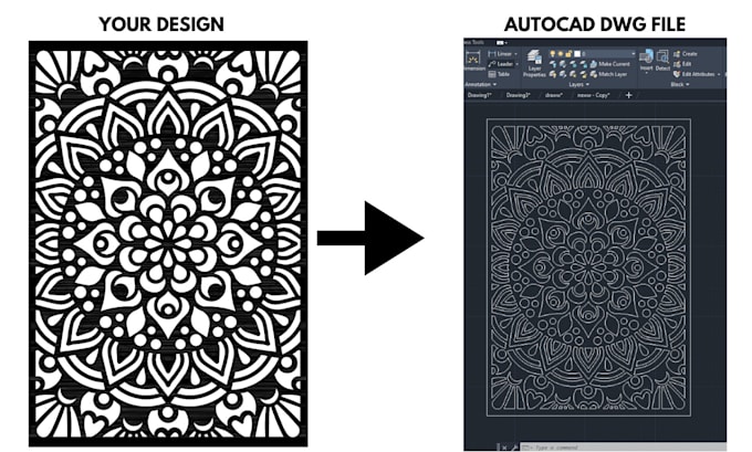 Design complex cnc and laser cut panels in autocad by Goldium | Fiverr
