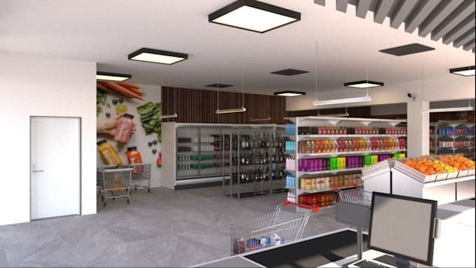 Redesign 3d retail store interior, supermarket building,shopping ...