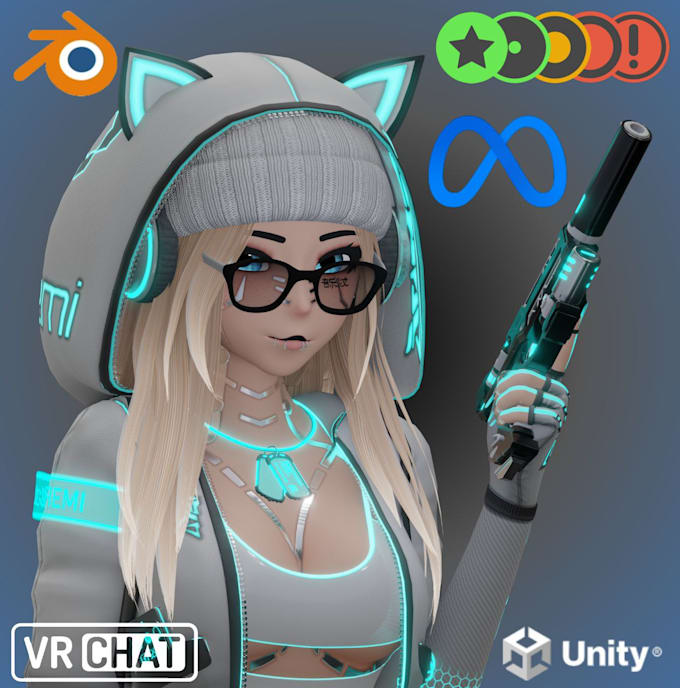 Create custom avatar for vrchat, vtuber, live2d, oculus quest and pc compatible by Aaronchri ...