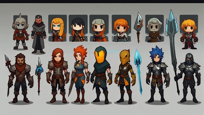 Draw 2d game characters, game assets, game ui design, icons, rendering ...