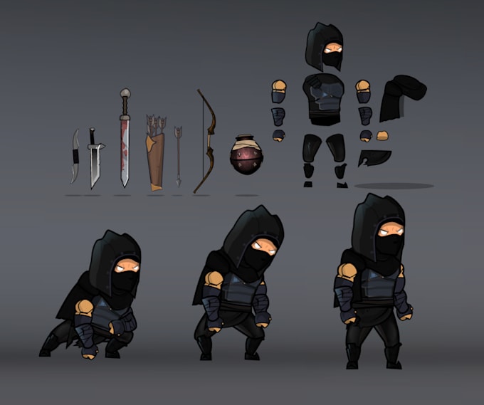 Create 2d game character sprite sheet animation fighting attack combo ...