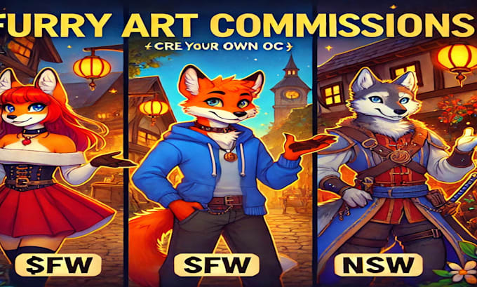 Draw furry or fursona art, original furry character in anime style by ...