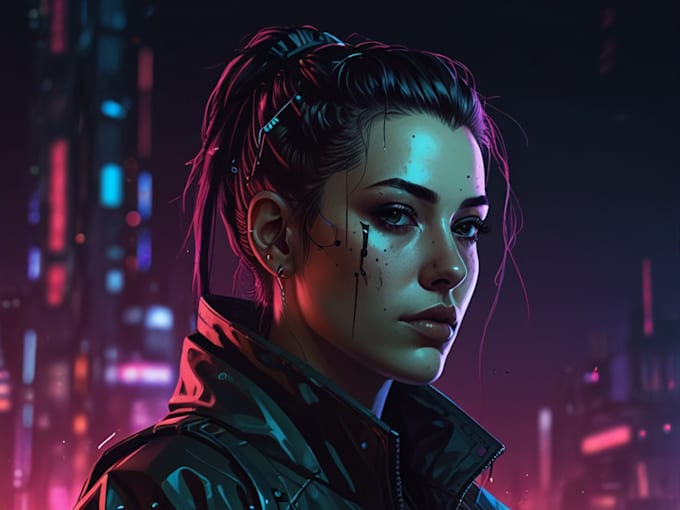 Draw cyberpunk portrait illustration by Kivorazier | Fiverr