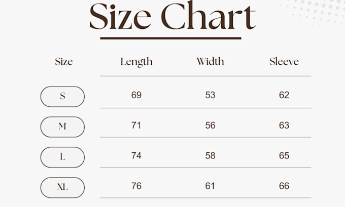 Create clean and professional size charts for you, according to your ...