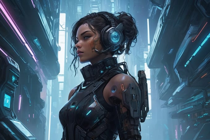 Design stunning sci fi, cyberpunk, portrait art by Navierrown | Fiverr