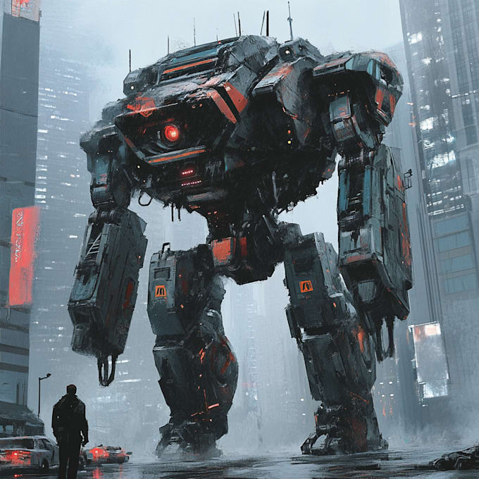 Do futuristic mecha robots and pilots cyberpunk concept art by ...