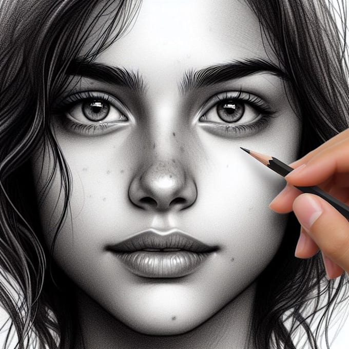 Draw black and white detailed vector line art sketch illustration by ...