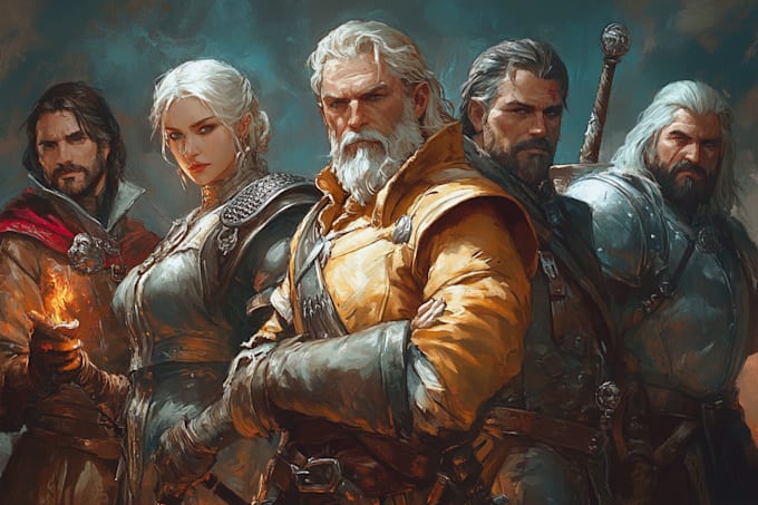 Draw dnd party art, pathfinder group, and fantasy characters ...