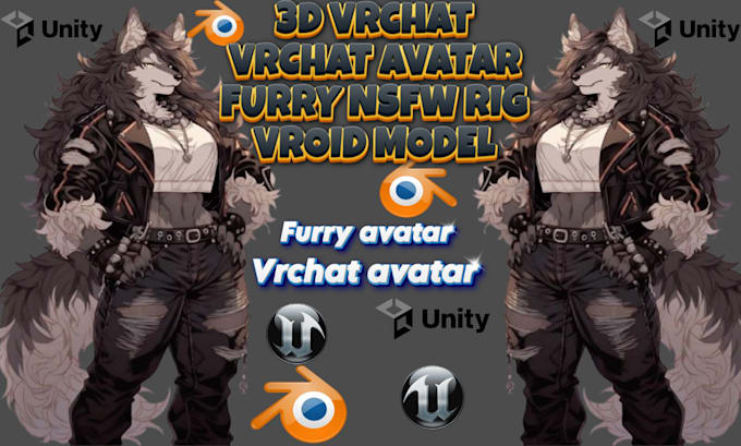 Custom 3d vrchat, furry nsfw rig, vr character unity, vroid model, vrchat avatar by Arogunjotemi ...