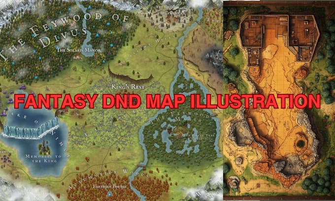 Design 2d fantasy dnd map, battle map inkarnate map illustration ...