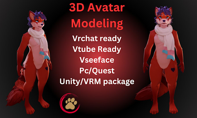 Create furry avatar, vrchat model , 3d nsfw model , vseeface character, ffix by Tharvat | Fiverr