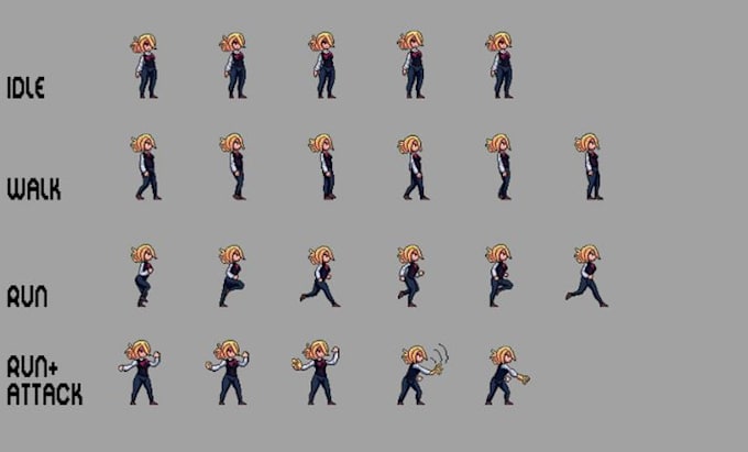 Design pixel art sprite sheet pixel art animation character design 2d ...