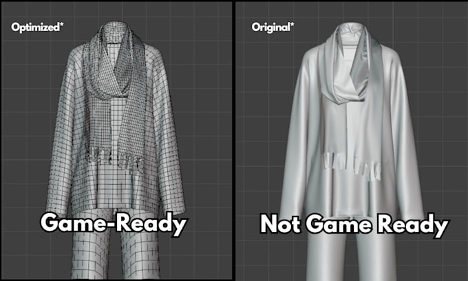Do game ready clothing retopology for web, ar, vr, unity, and unreal ...