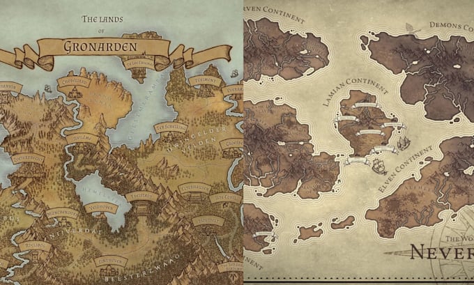 Create fantasy world cartography map 2d game map illustration by ...