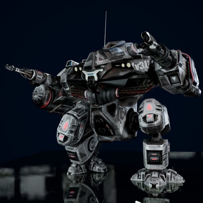 3d game assets and probs, scifi mech, machine, weapons, 4k texture, rig ...