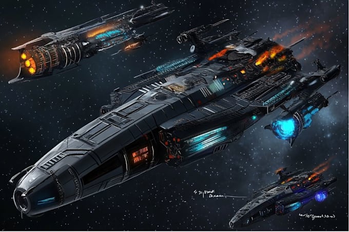 Draw spaceship concept art or design a starship or scifi vehicle by ...